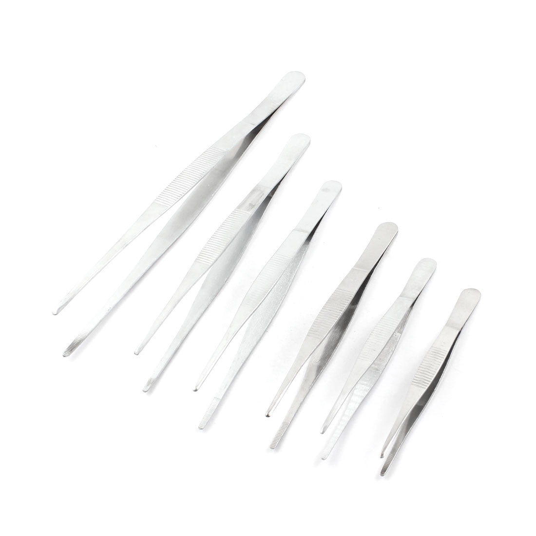 Unique Bargains 6Pcs Stainless Steel Flat Tweezers Tool Kit for Lab ...