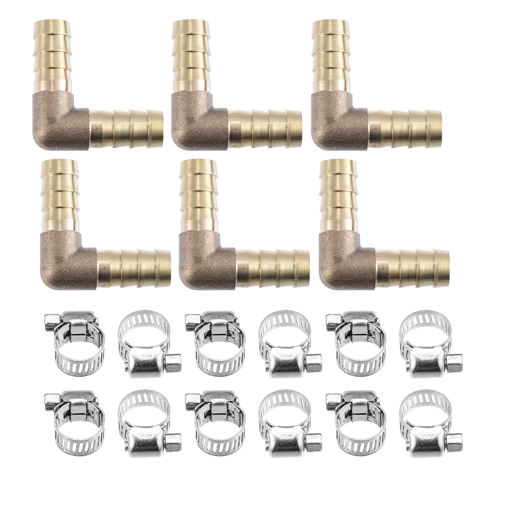 Unique Bargains 6Set 12mm L Shaped Hose Barb L Barbed Tube Pipe Fitting ...