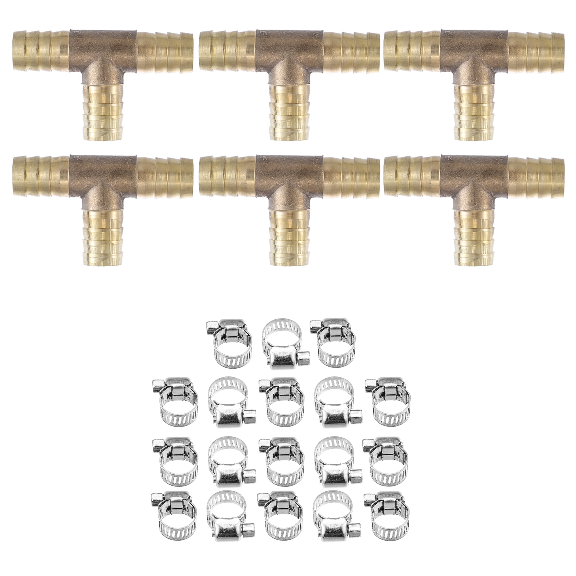 Unique Bargains 6Set 14mm T Shaped Hose Barb T Barbed Tube Pipe Fitting ...