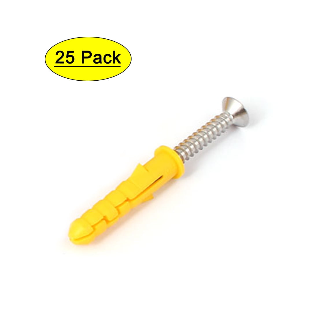 Unique Bargains 6mmx30mm Plastic Expansion Wall Plug 25Pcs w Screws ...
