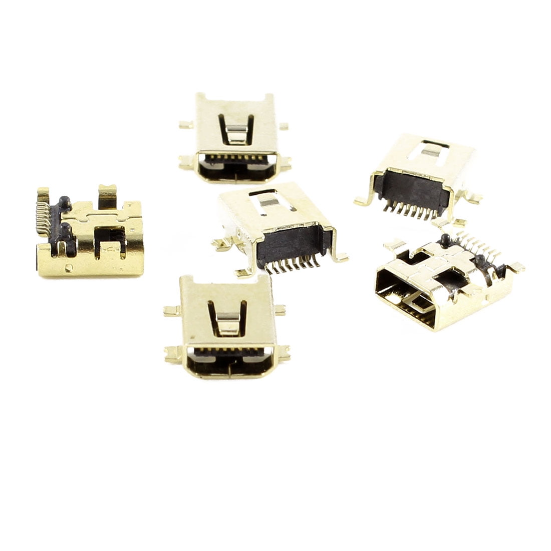 Unique Bargains 6pcs Shielded Female USB Port 8-Pin 180 Degree Surface ...