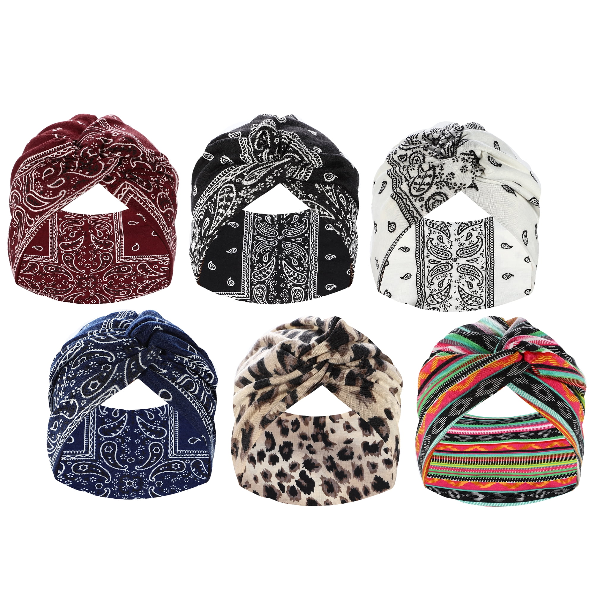 Unique Bargains 6pcs Yoga Wide Elastic Headscarfs Turban Head Bands for ...