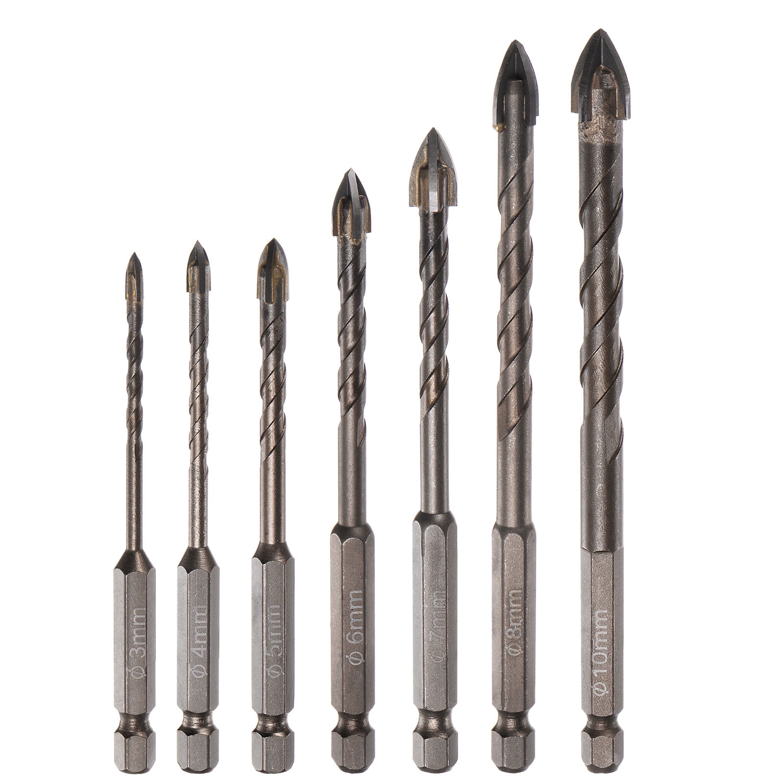 Unique Bargains 7pack Titanium Masonry Drill Bit Set, 3mm to 10mm ...