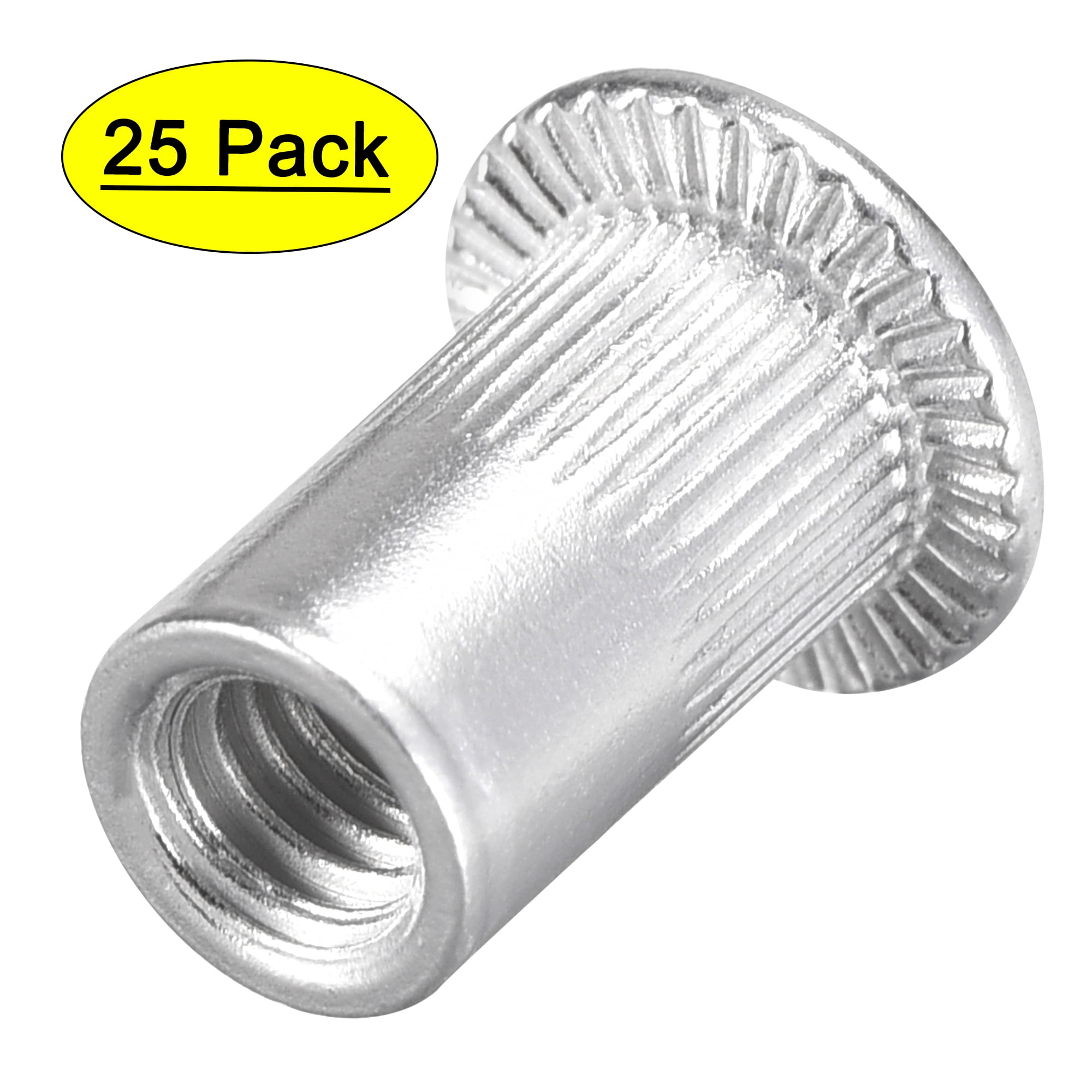 Uxcell Aluminium Alloy Knurled Flat Head Threaded Insert Nut #8-32 25 ...