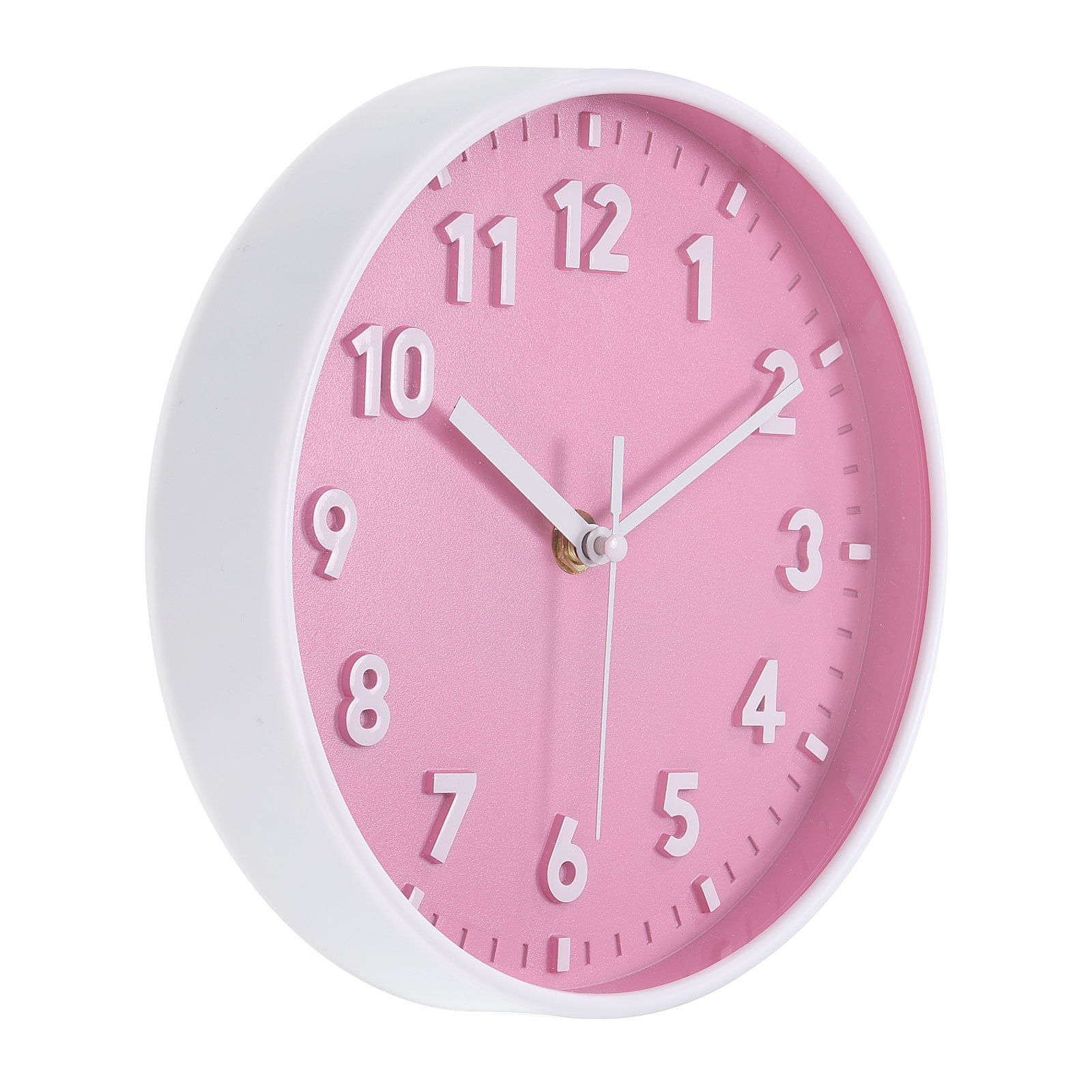 Uxcell 8 Inch Pink Wall Clock, Round Quartz Battery Operated with 3D ...