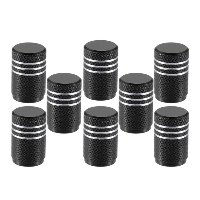 Unique Bargains 8 Pcs Black Car Round Tire Valve Stem Cap with Rubber ...