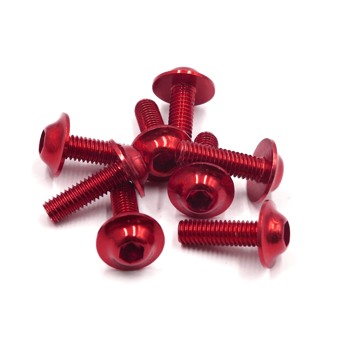 Unique Bargains 8PCS M6 x 20mm Red Hexagon License Plates Fairing Bolts ...