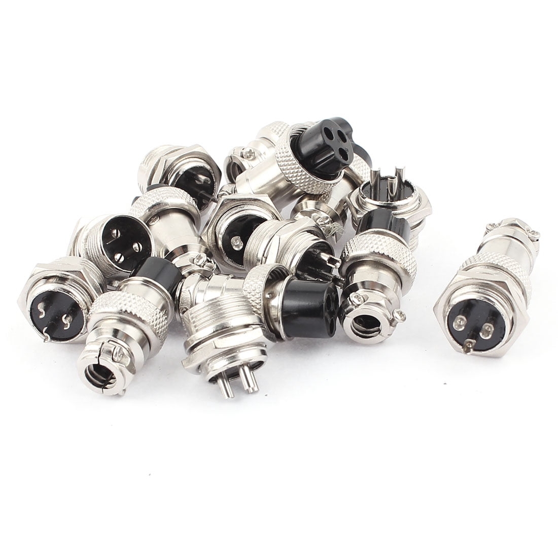 Unique Bargains 8Pcs 16mm Thread 3 Pins Male Female Panel Metal ...