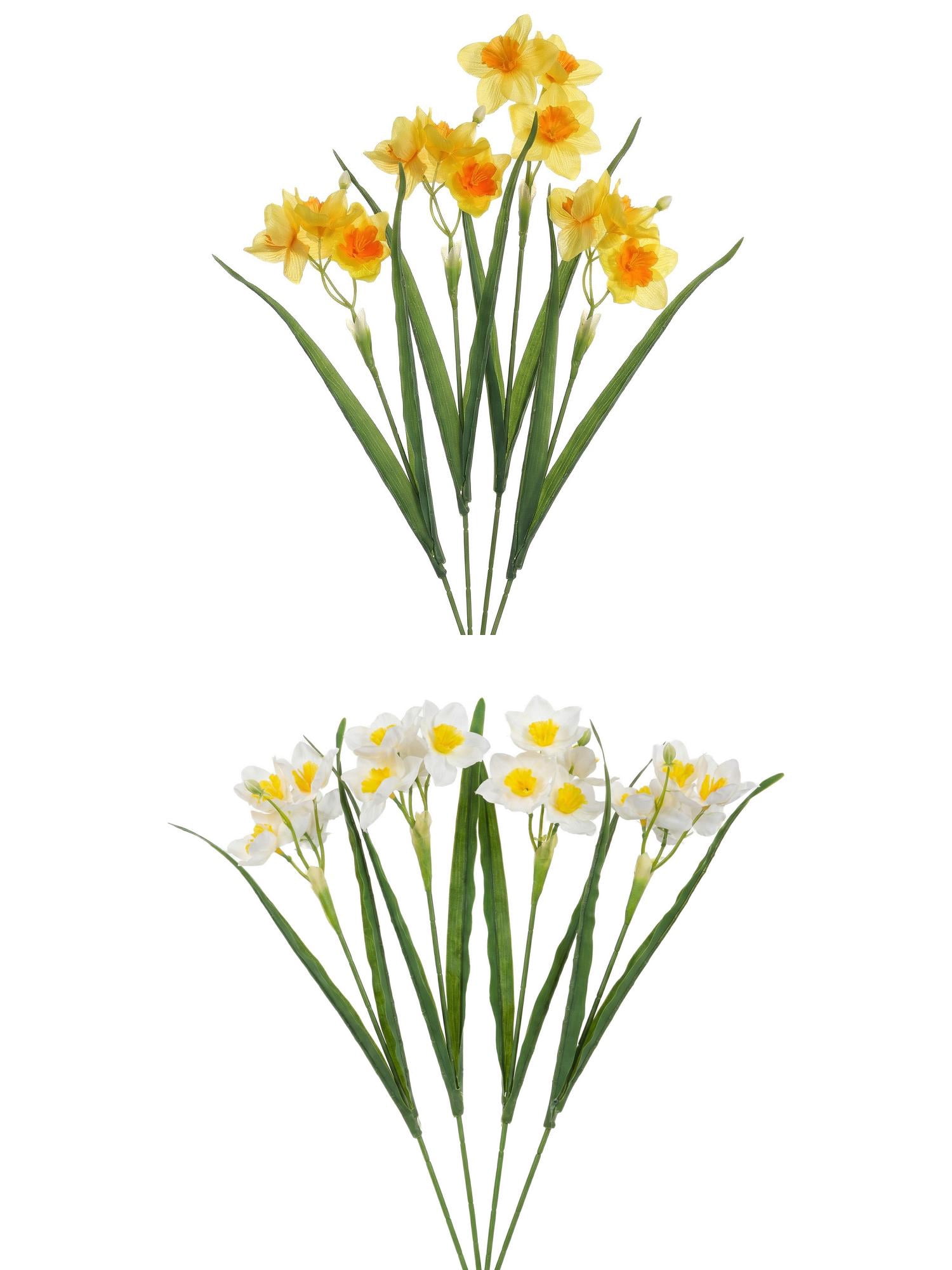 Unique Bargains 8Pcs Artificial Daffodils Flowers Fake Daffodil Bouquet ...