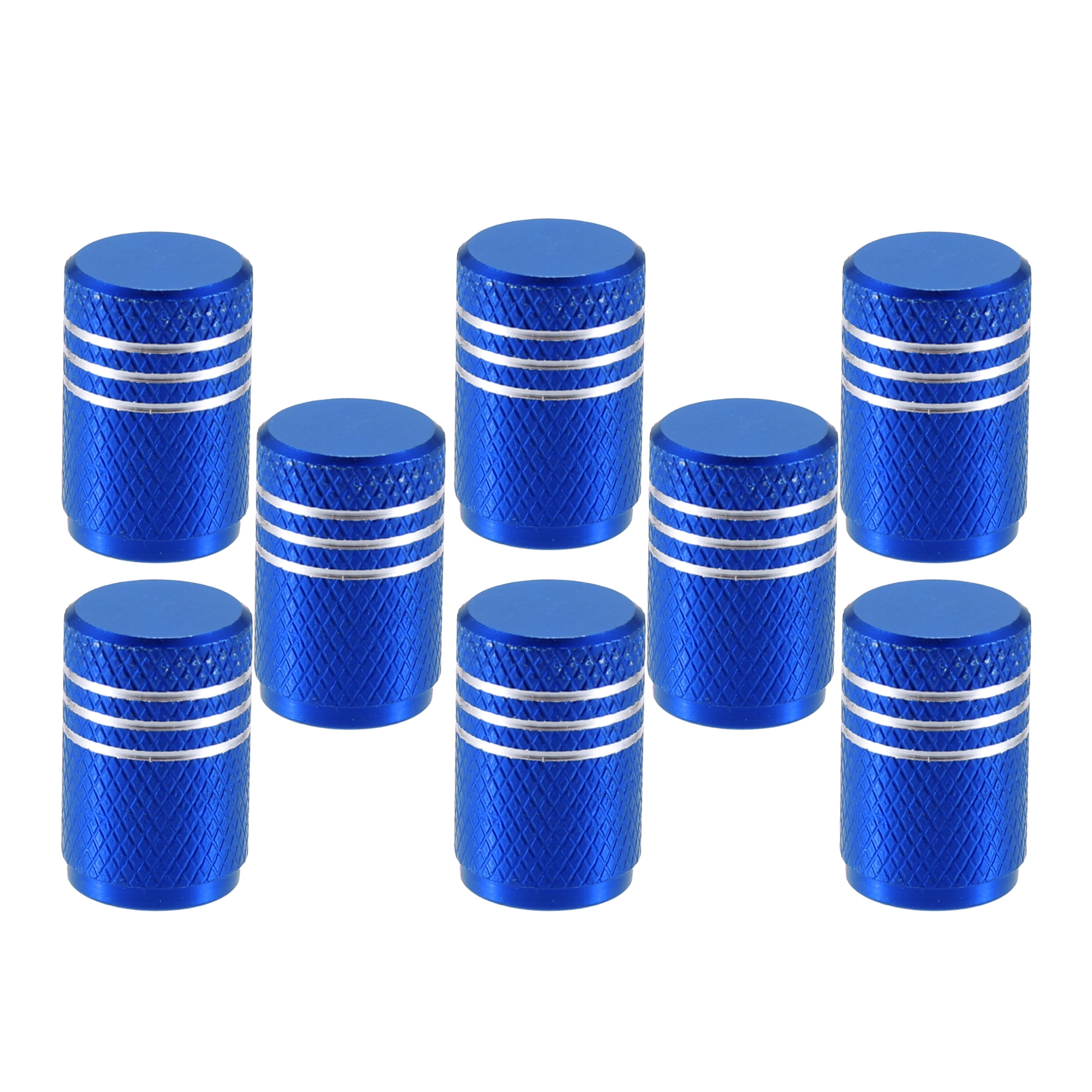 Unique Bargains 8pcs Blue Car Round Tire Valve Stem Cap with Rubber ...