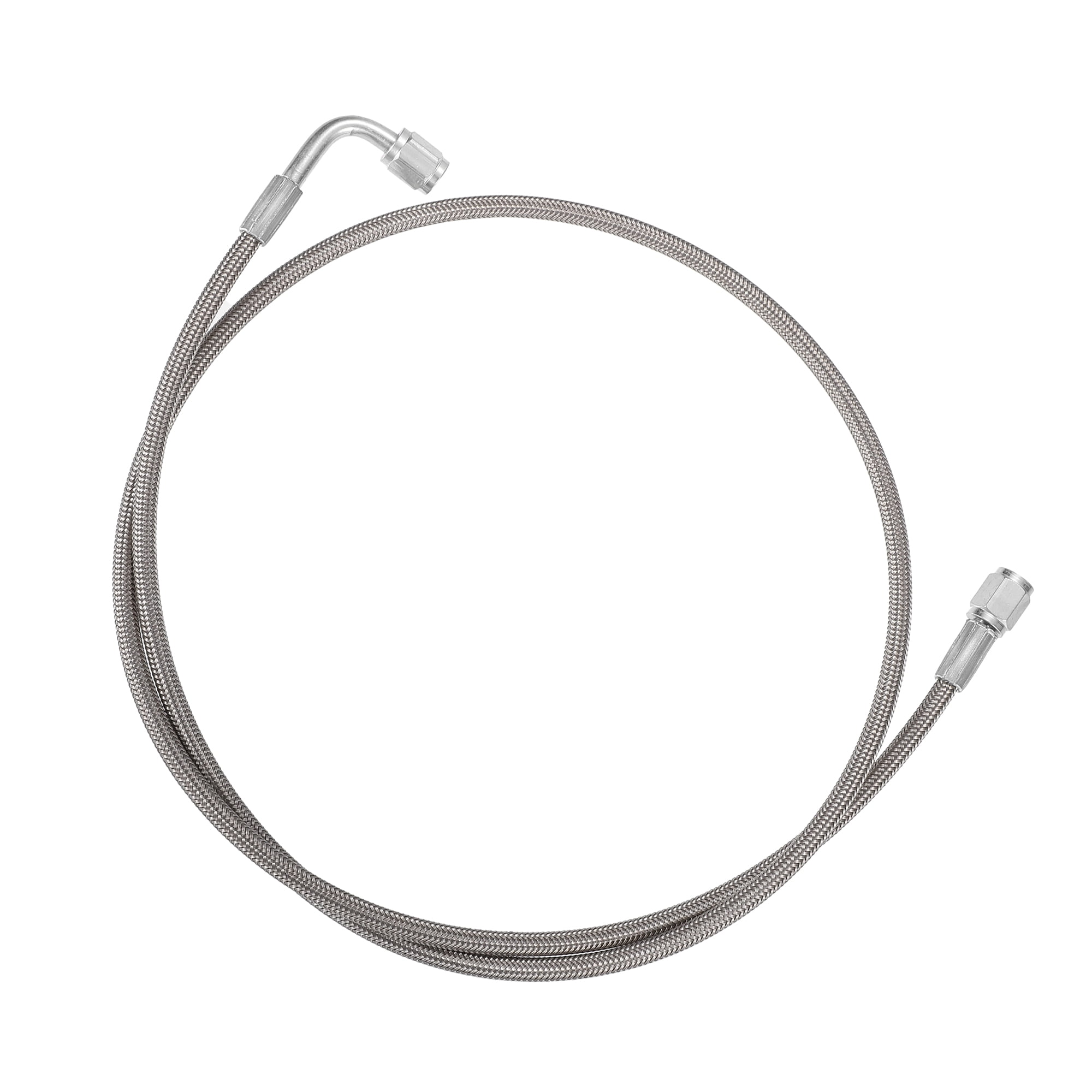 Unique Bargains AN3 Braided Steel Turbo Oil Feed Line 90 Degree to ...