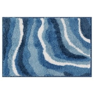Jean Pierre Cotton Fringe Bath Rug 17x31 Indigo Geometric Bohemian ...