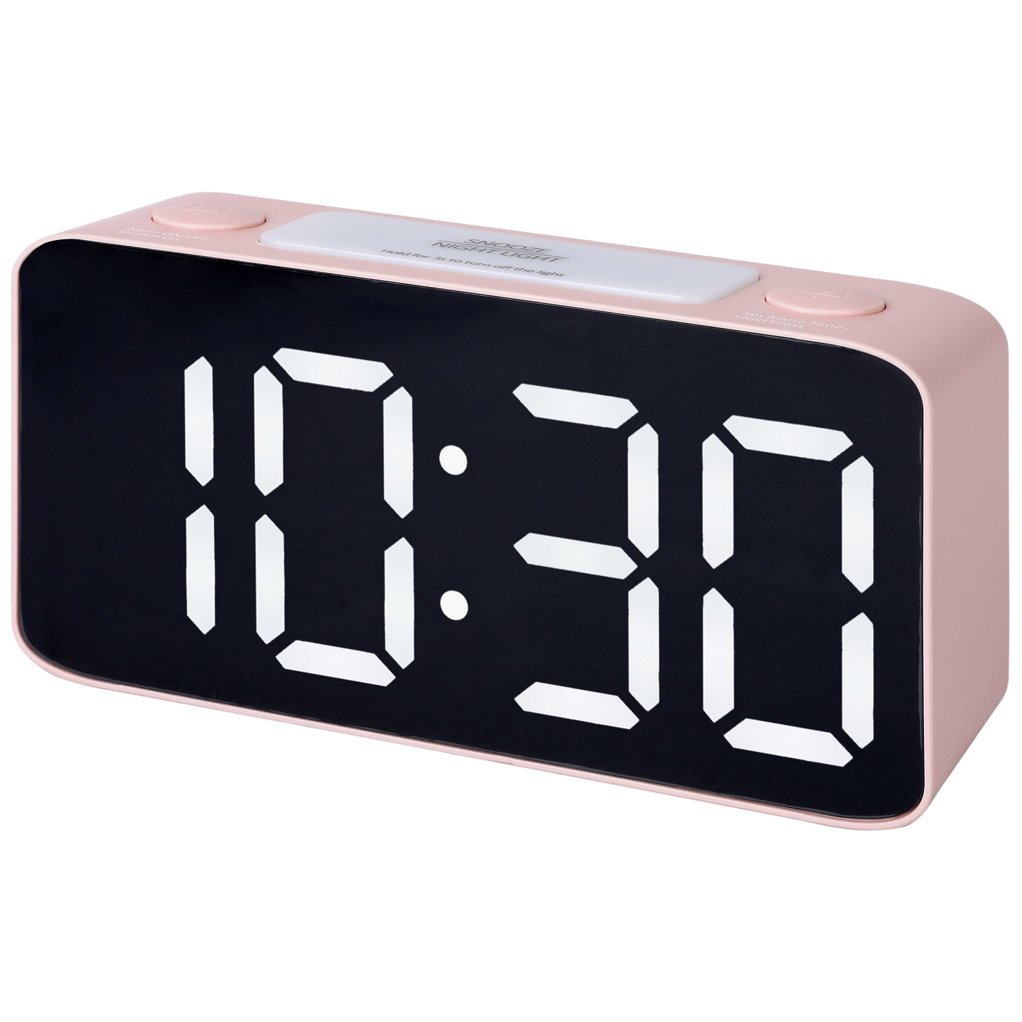 Unique Bargains Adjustable Brightness Digital Alarm Clock Pink 6.5