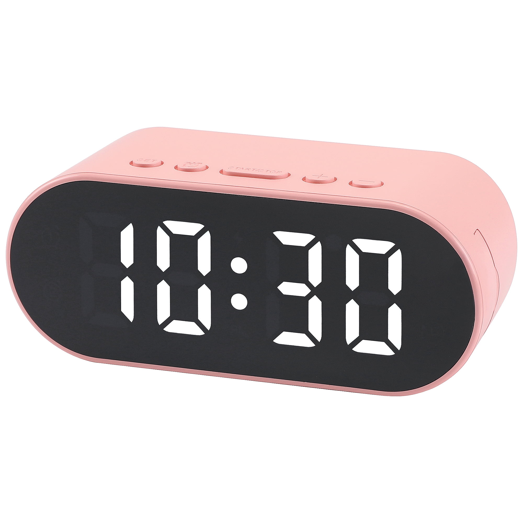 Unique Bargains Adjustable Volume Compact Digital Alarm Clock Pink 4.1 ...