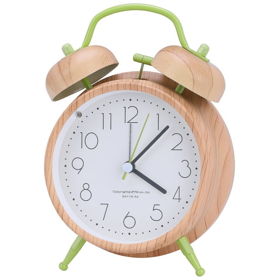 Unique Bargains Alarm Clock with Wood-Grain Patterns Green 4.6"L x 2.2 ...