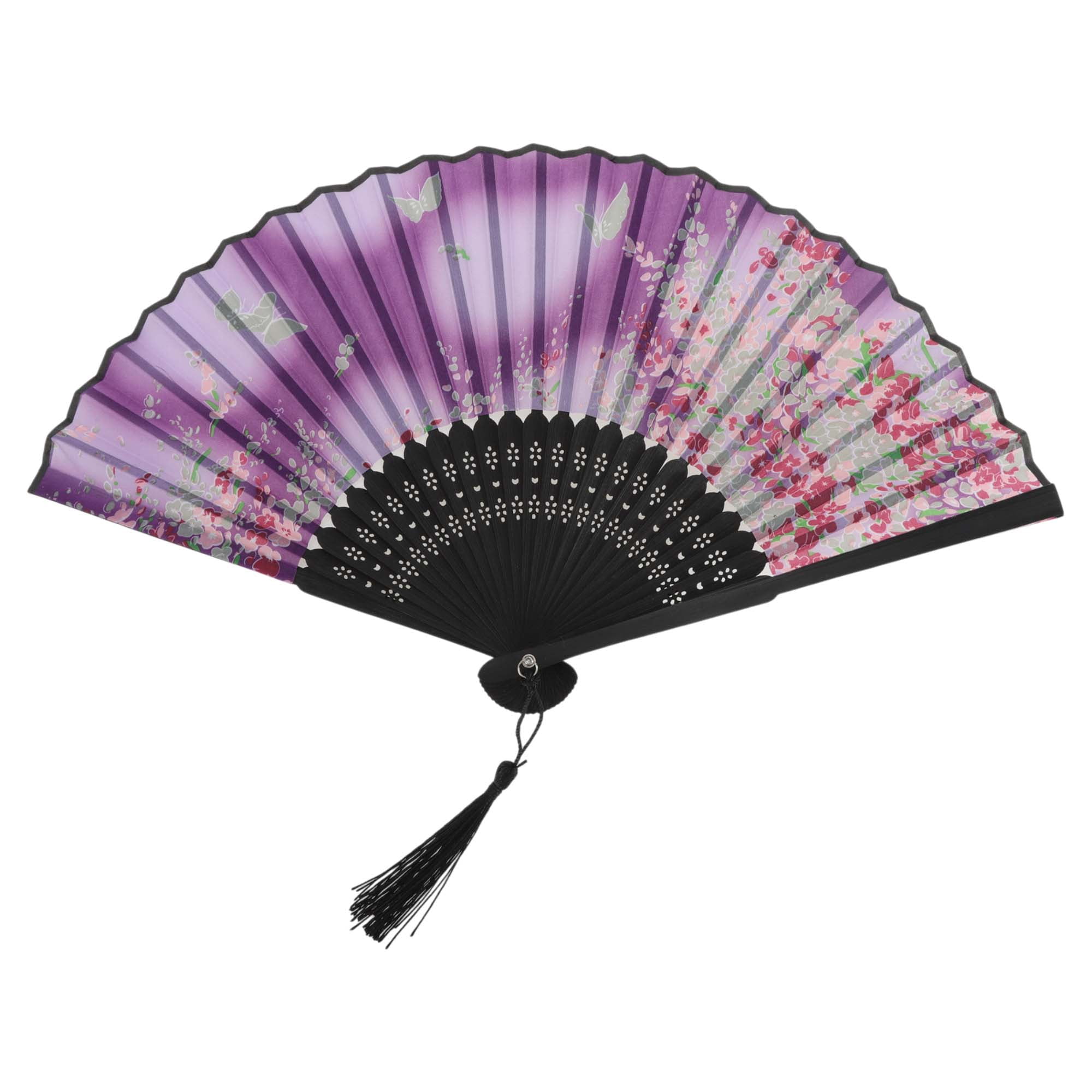 Unique Bargains Ancient Style Folding Fan 1Pc Purple [Dreamy Cherry ...