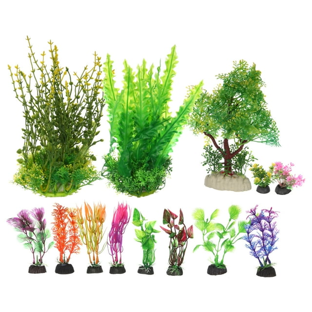 Unique Bargains Aquarium Plants Kit Fish Tank Plants Fake Colorful ...