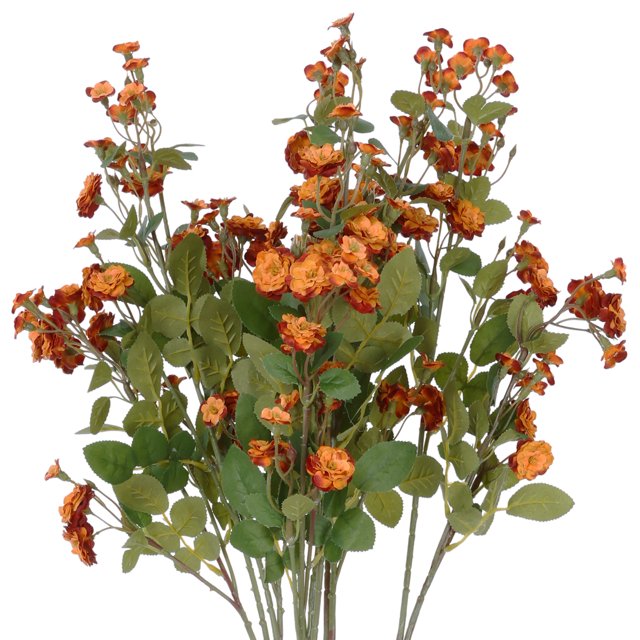 Unique Bargains Artificial Flowers 6 Pcs Faux Silk Rose Fake Real Touch ...