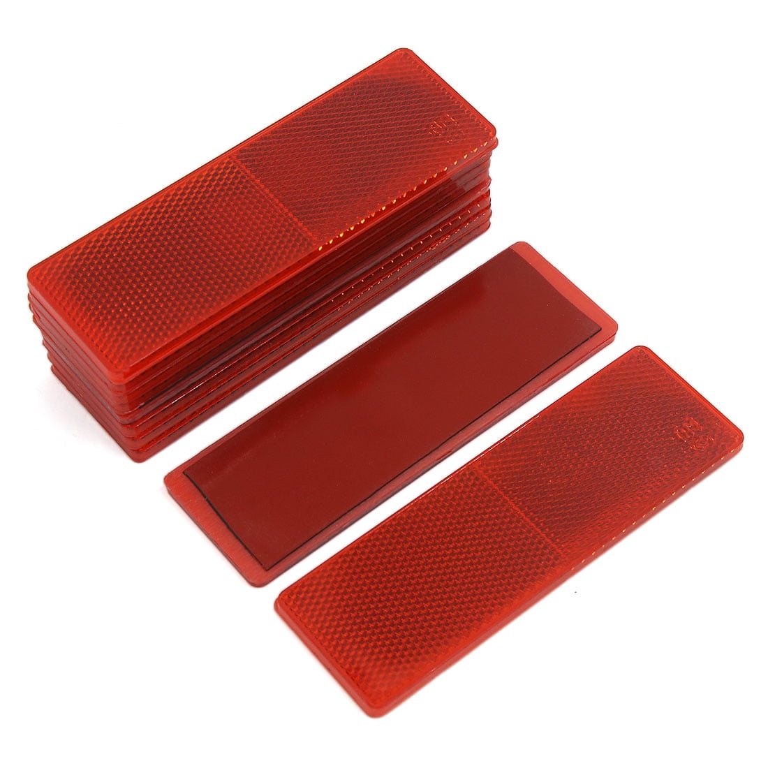Unique Bargains Automotive Car Red Rectangle Stick-on Reflector Plate w ...