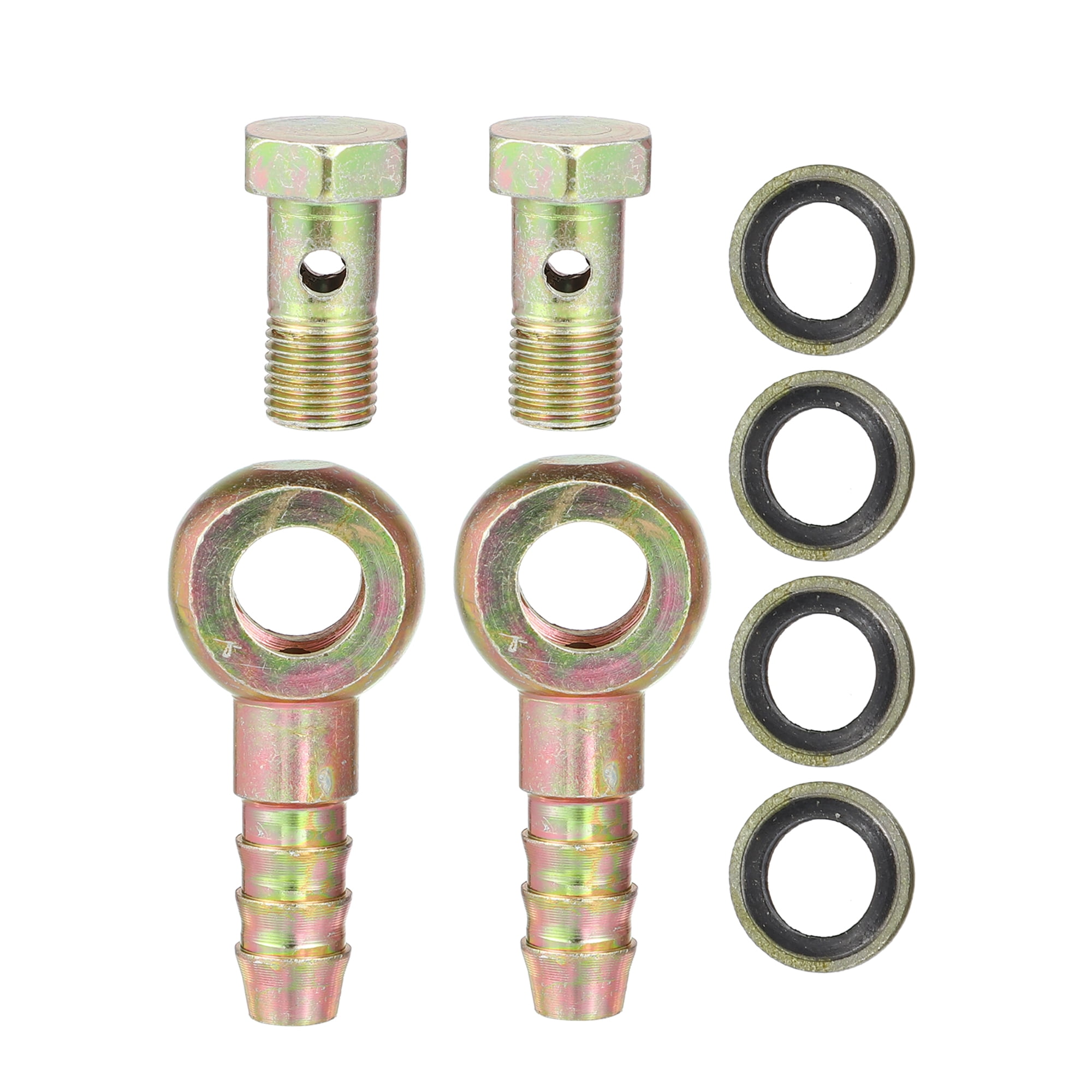 Unique Bargains Banjo Bolt M10x1 10mm Banjo Hose Barb Bolt Fittings Adapter with Washers for ...