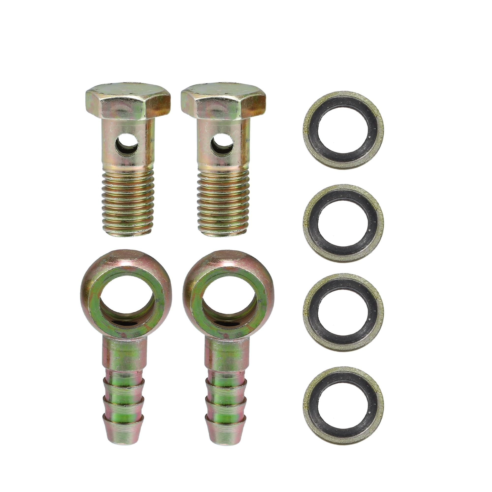 Unique Bargains Banjo Bolt M12x1.5 10mm Banjo Bolt Hose Barb Fittings Adapter with Washers for ...