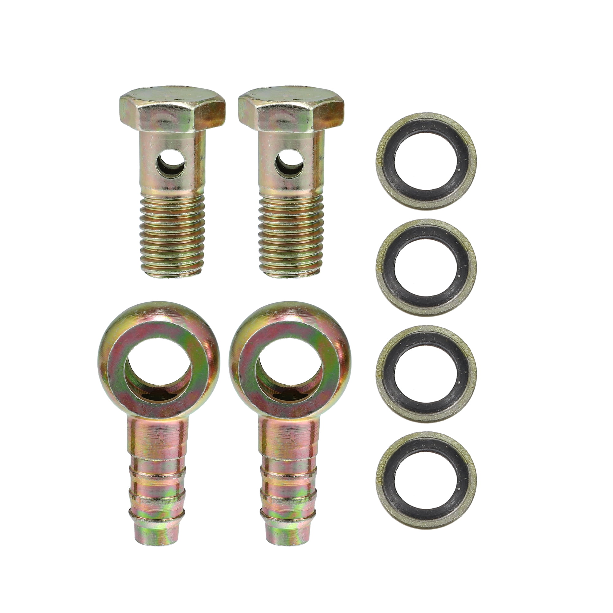 Unique Bargains Banjo Bolt M12x1.5 12mm Banjo Bolt Hose Barb Fittings Adapter with Washers for ...