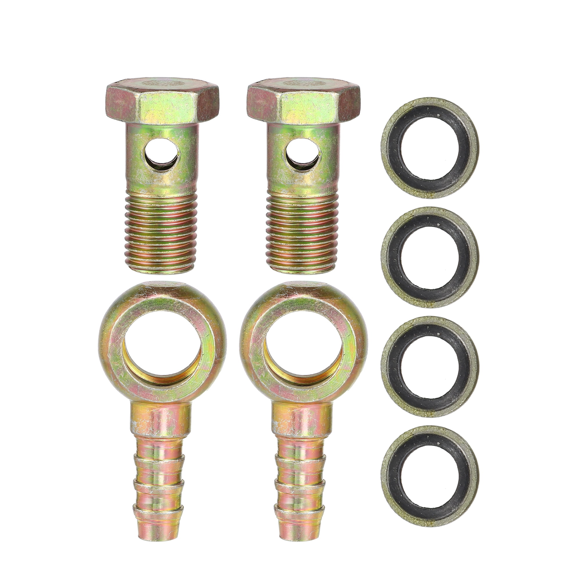 Unique Bargains Banjo Bolt M14x1.5 10mm Banjo Hose Barb Bolt Fittings Adapter with Washers for ...