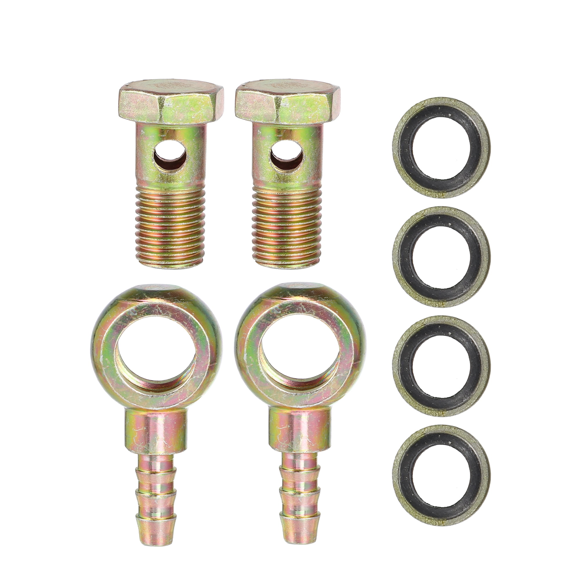 Unique Bargains Banjo Bolt M14x1.5 8mm Banjo Hose Barb Bolt Fittings Adapter with Washers for ...