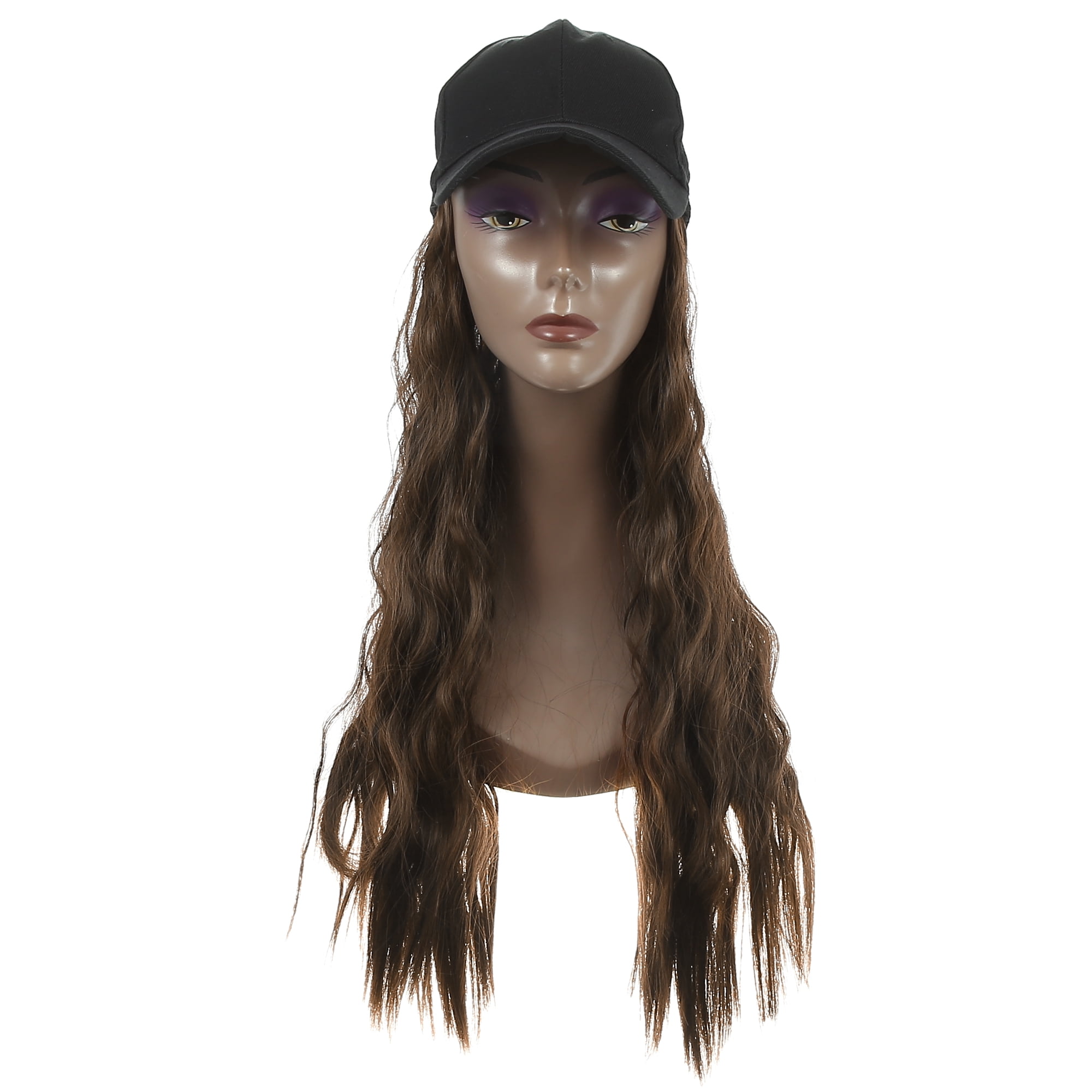Unique Bargains Baseball Cap with Hair Extensions Fluffy Curly Wavy Wig ...