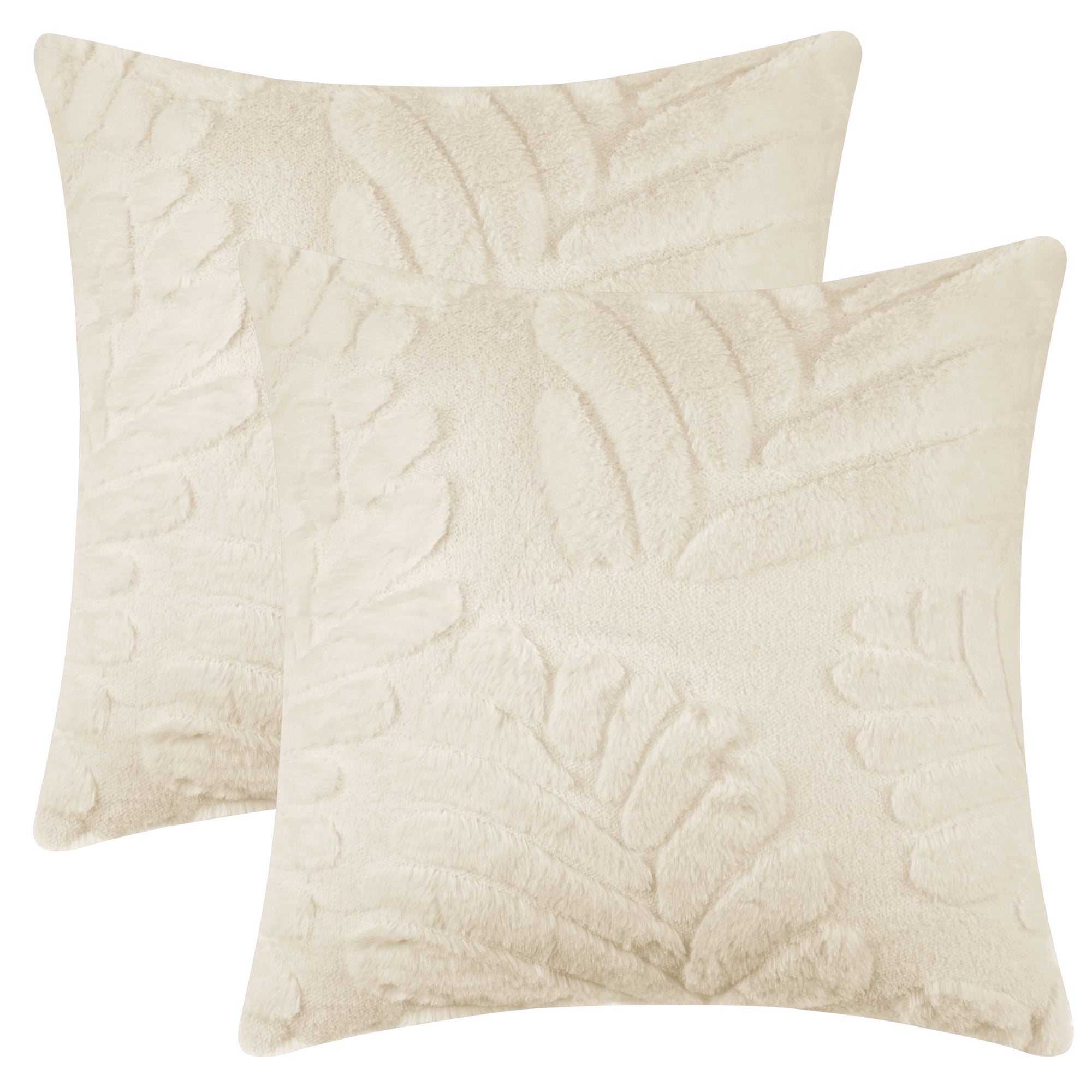 Unique Bargains Basho Leaf Pattern Cushion Covers Solid Fluffy Plush ...