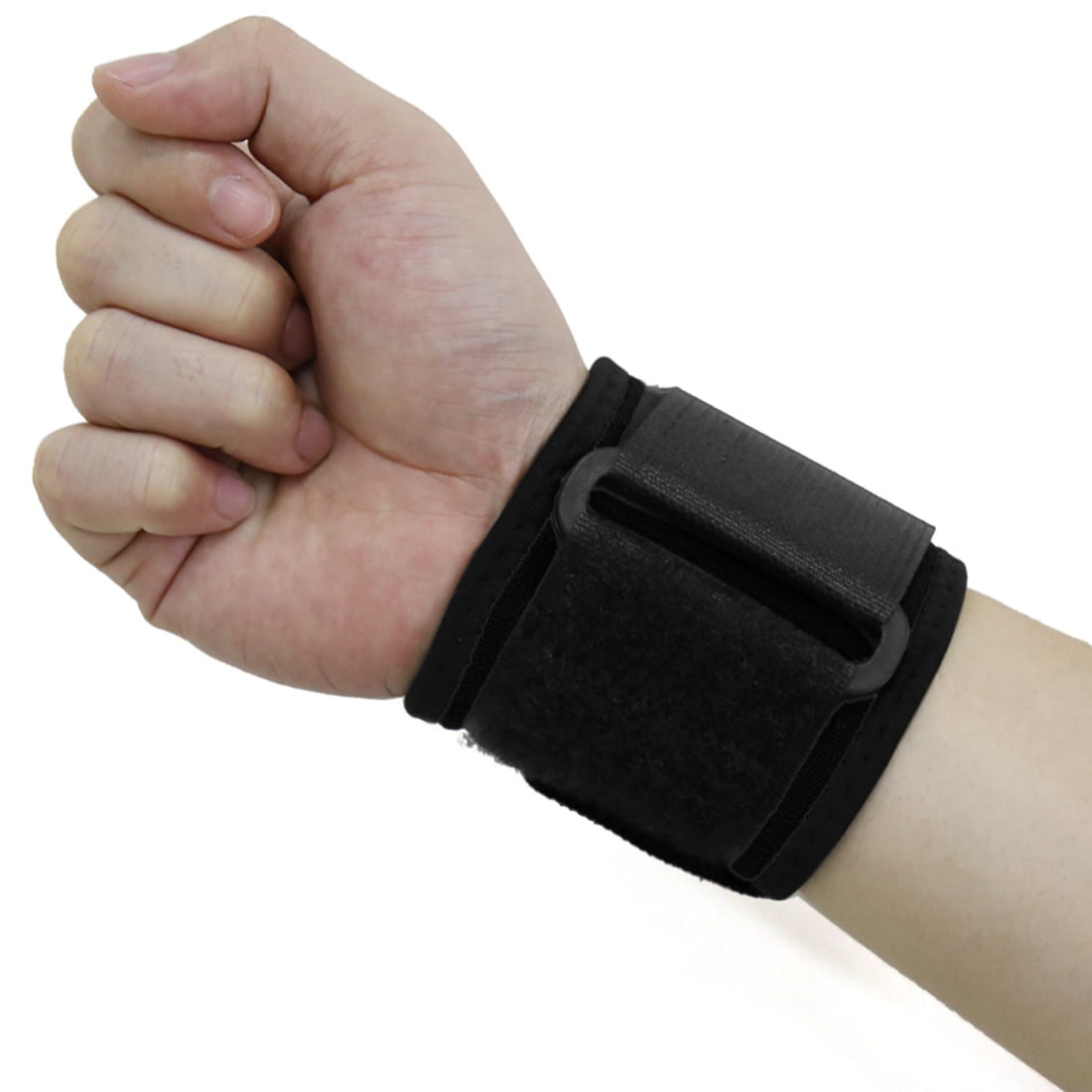 Unique Bargains Black Adjustable Gym Sports Wristband Joint Protector ...