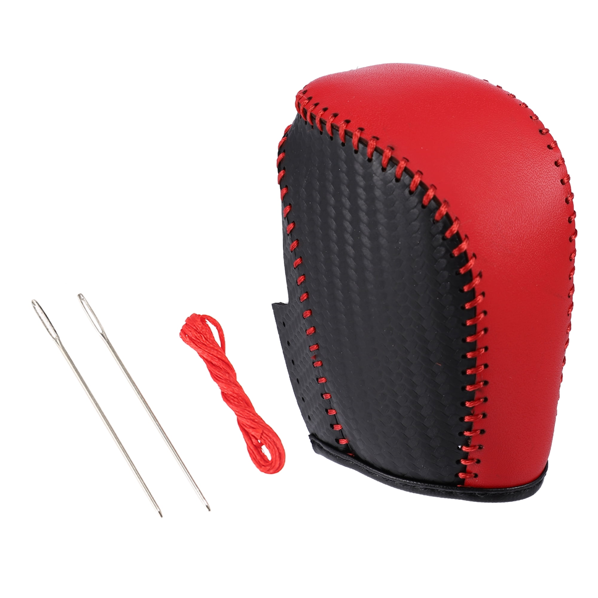 Unique Bargains Black Red Car Faux Leather Gear Shift Knob Cover for ...