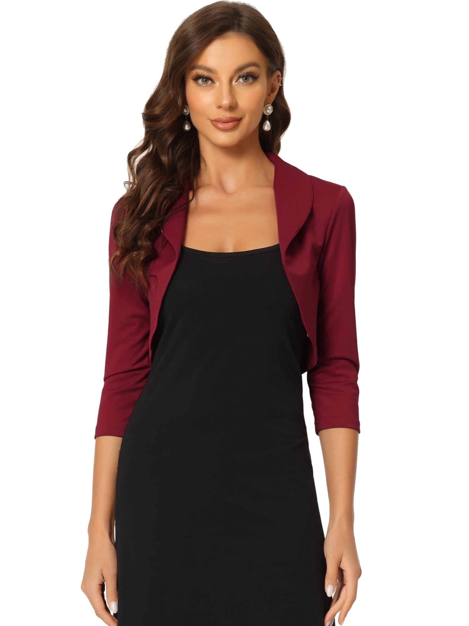 DARING DIVA Bolero Shrugs Collared Shrugs XS Dark Red - Walmart.com