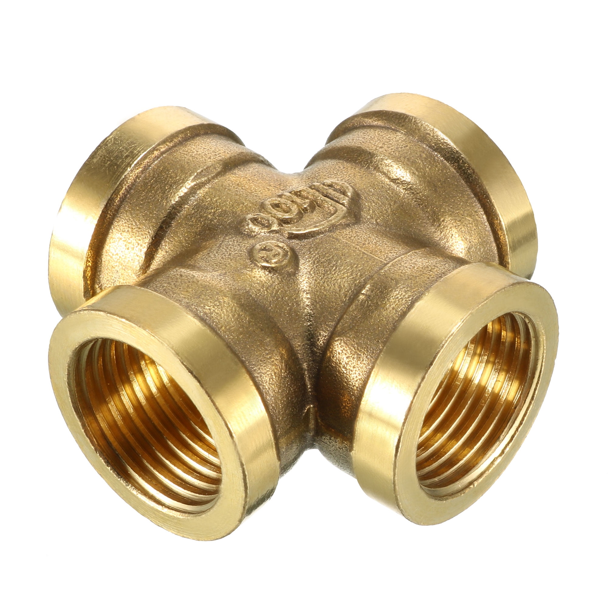 Unique Bargains Brass Cross Pipe Fitting 1/2 PT Female Thread 4 Way ...