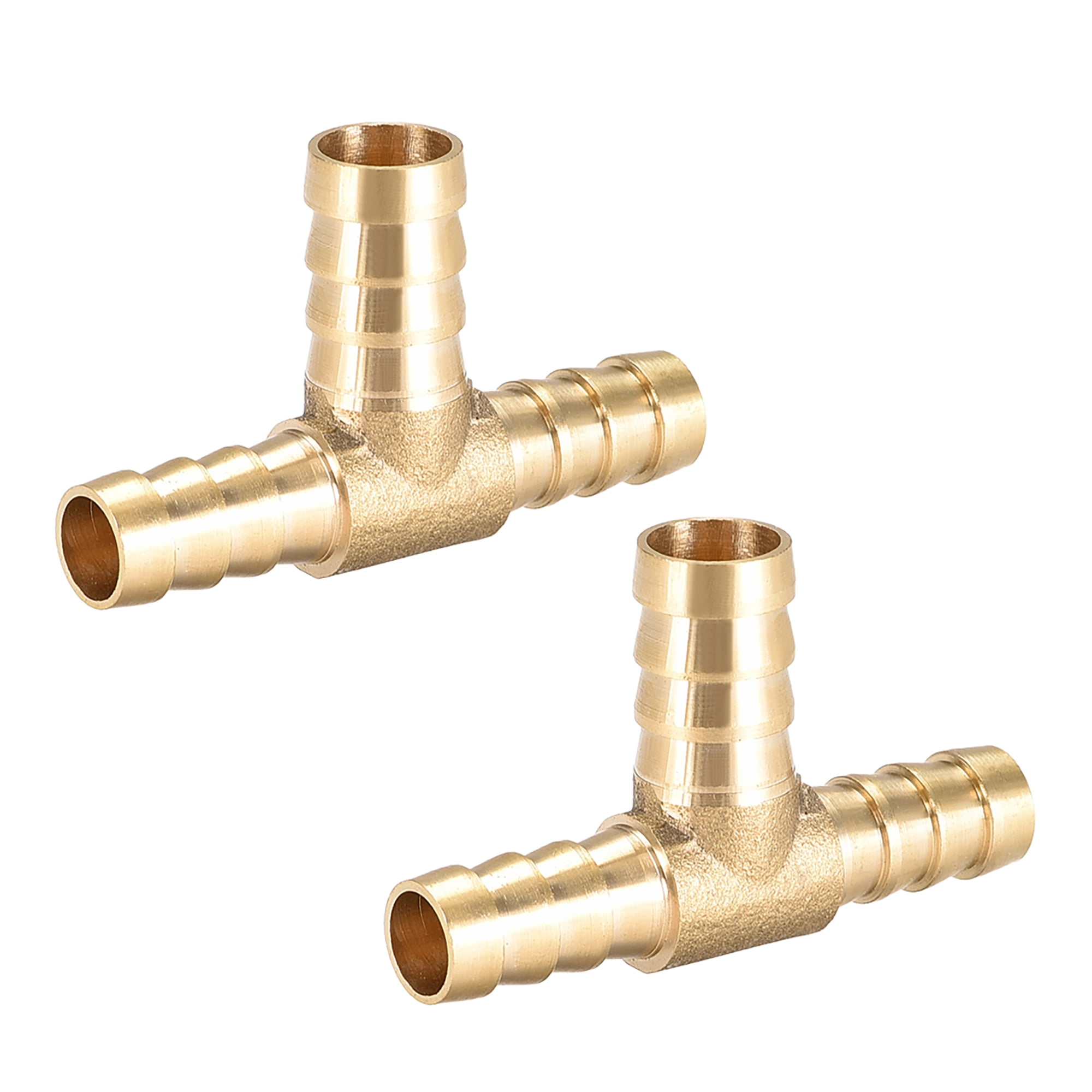 Unique Bargains Brass Hose Reducer Barb Fitting Tee T-Shaped 3 Way Barbed Connector Air Water ...