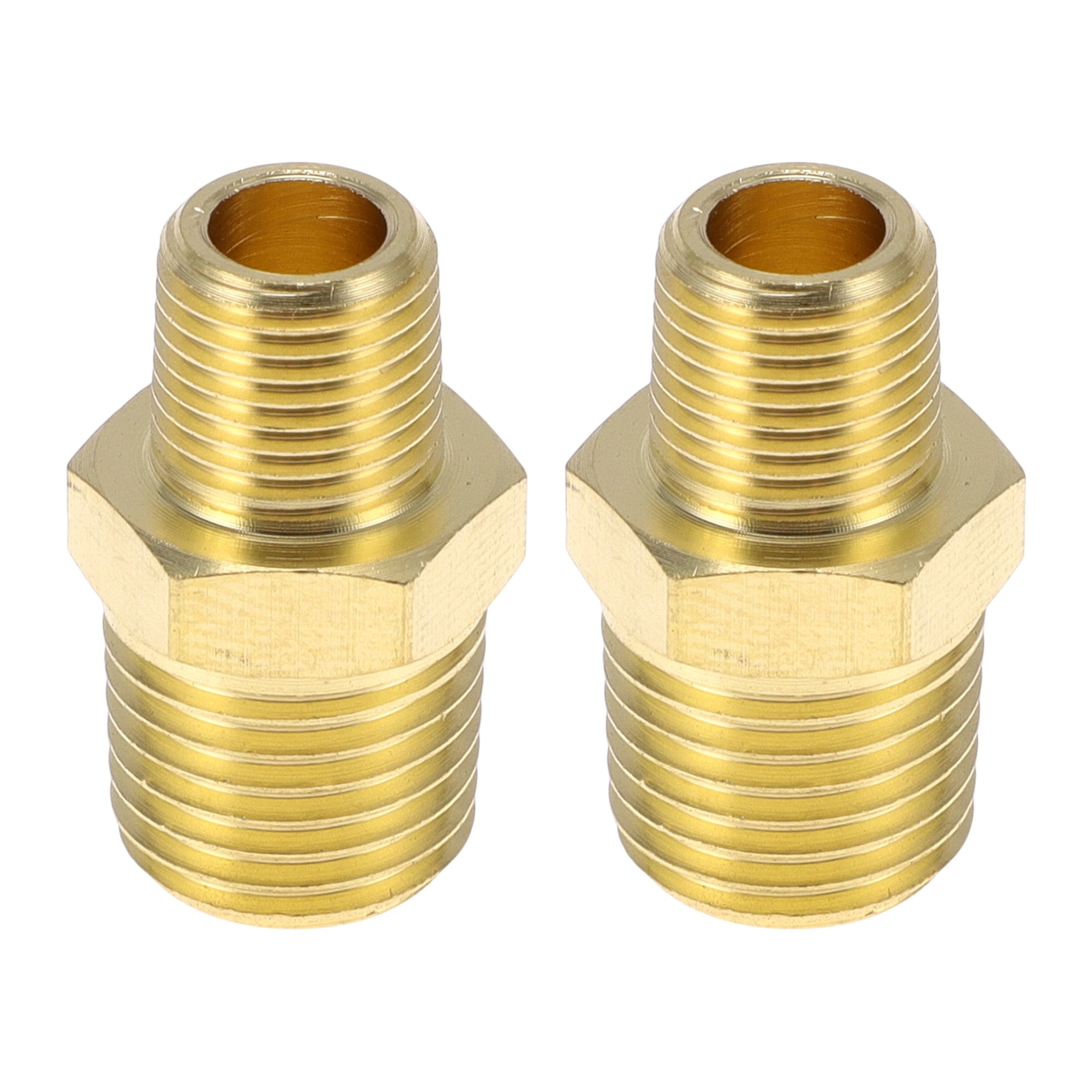 Unique Bargains Brass Pipe Fittings 1/4" x 1/8"NPT Reducing Hex Nipple ...