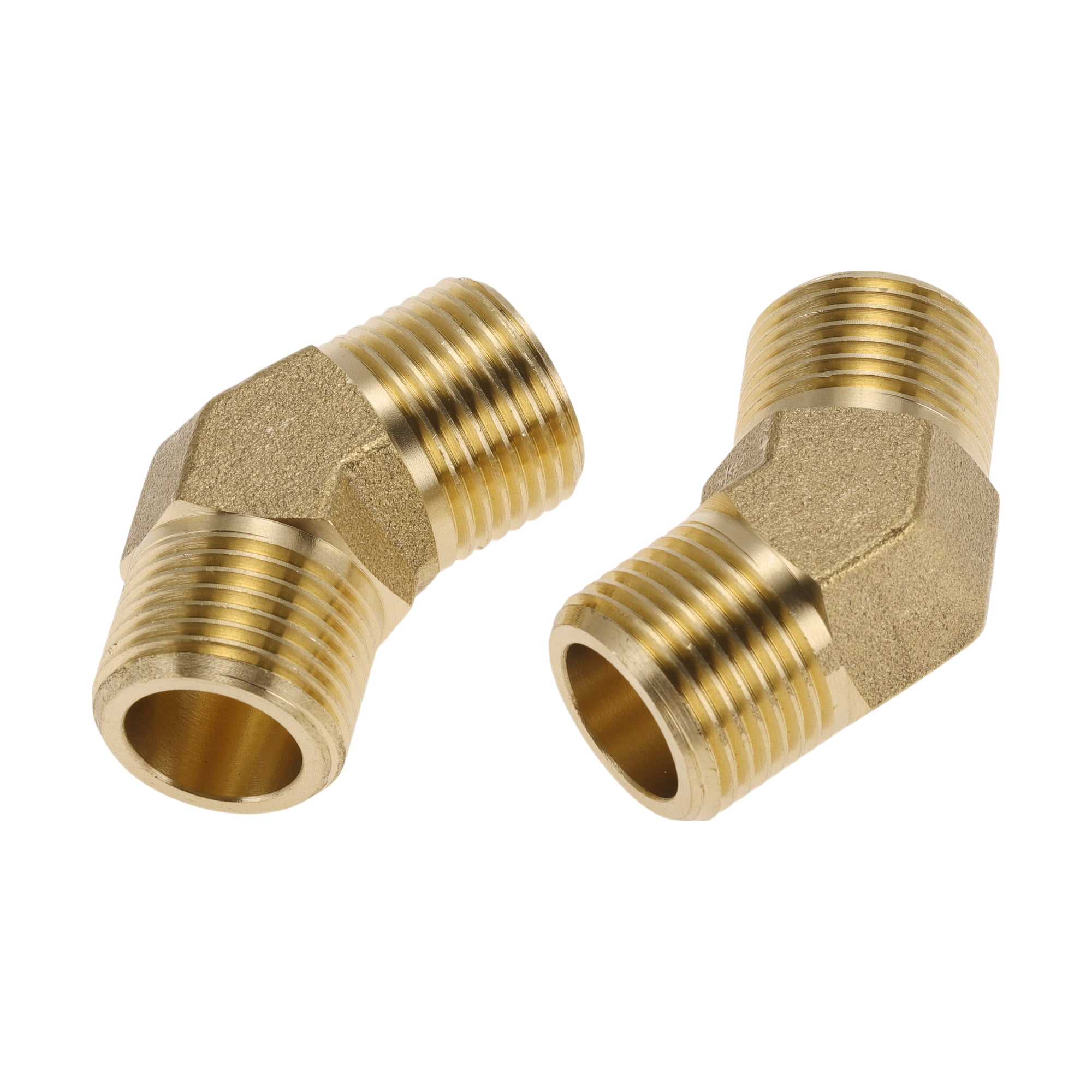 Unique Bargains Brass Pipe Fittings 3/8"Male Double External Thread 45 ...