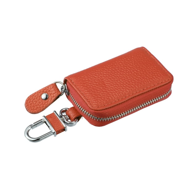 Unique Bargains Car Key Case Faux Leather Zipper Multifunctional Car ...