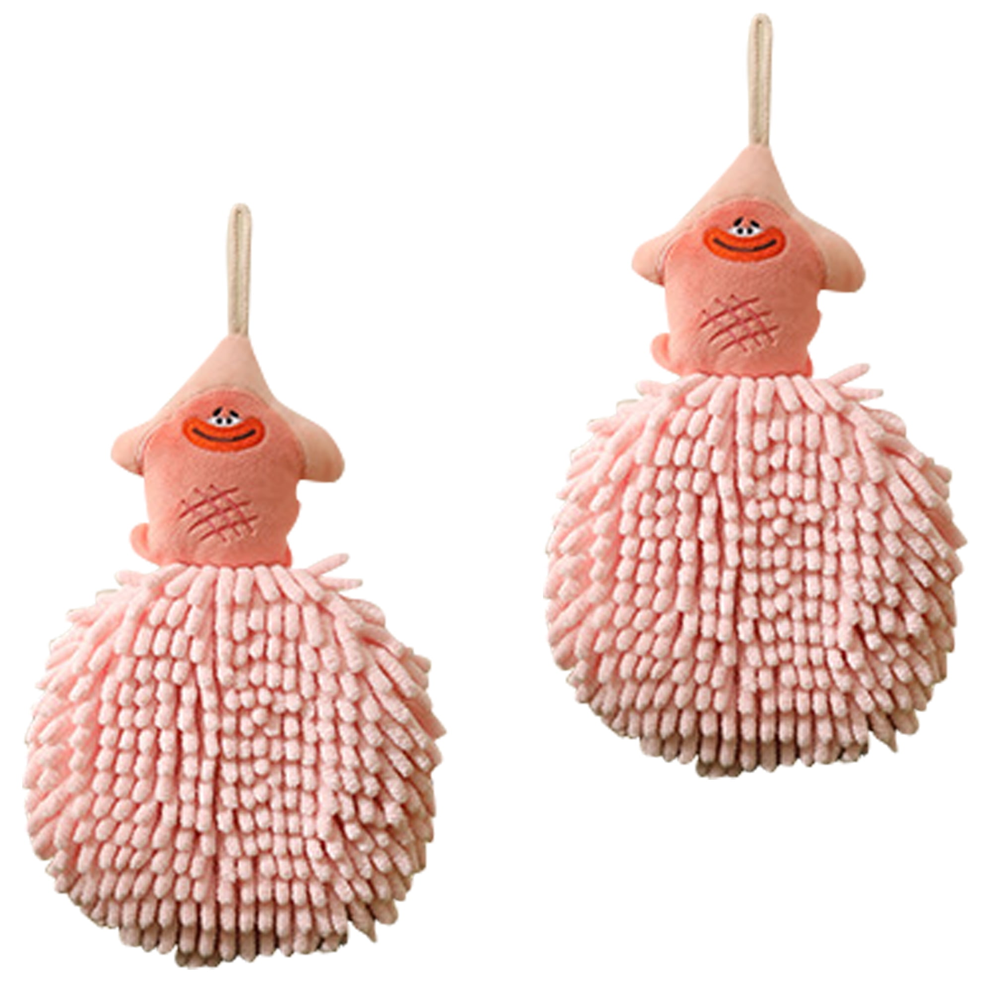 Unique Bargains Cartoon Fuzzy Ball Hand Towels Quick Dry Pink 2-Piece ...