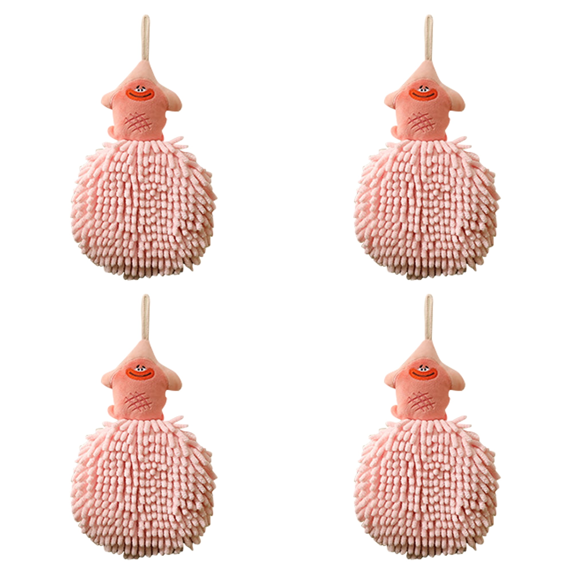 Unique Bargains Cartoon Fuzzy Ball Hand Towels Quick Dry Pink 4-Piece ...