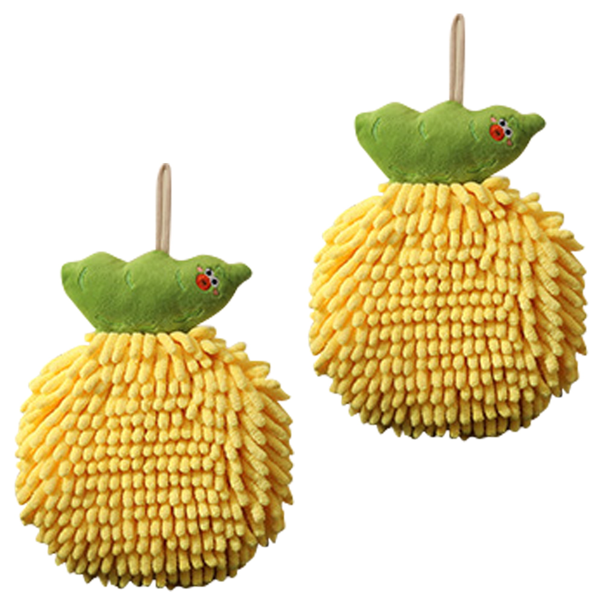 Unique Bargains Cartoon Fuzzy Ball Hand Towels Quick Dry Yellow 2-Piece ...
