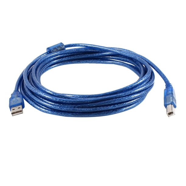 Unique Bargains Clear Blue 5M 16.4ft USB 2.0 A male to B Male Printer ...