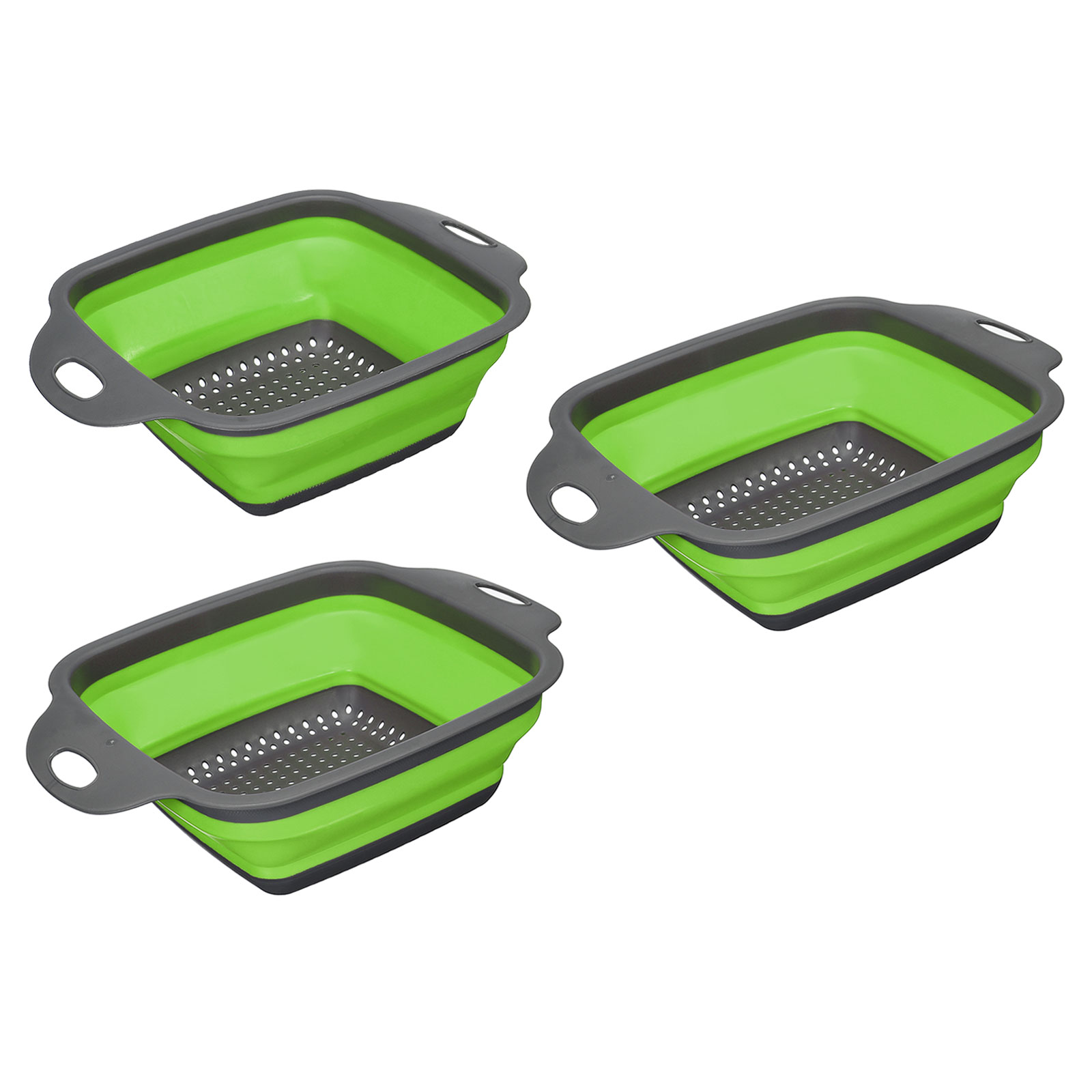 Unique Bargains Collapsible Colander 3 Pcs Silicone Square Foldable ...