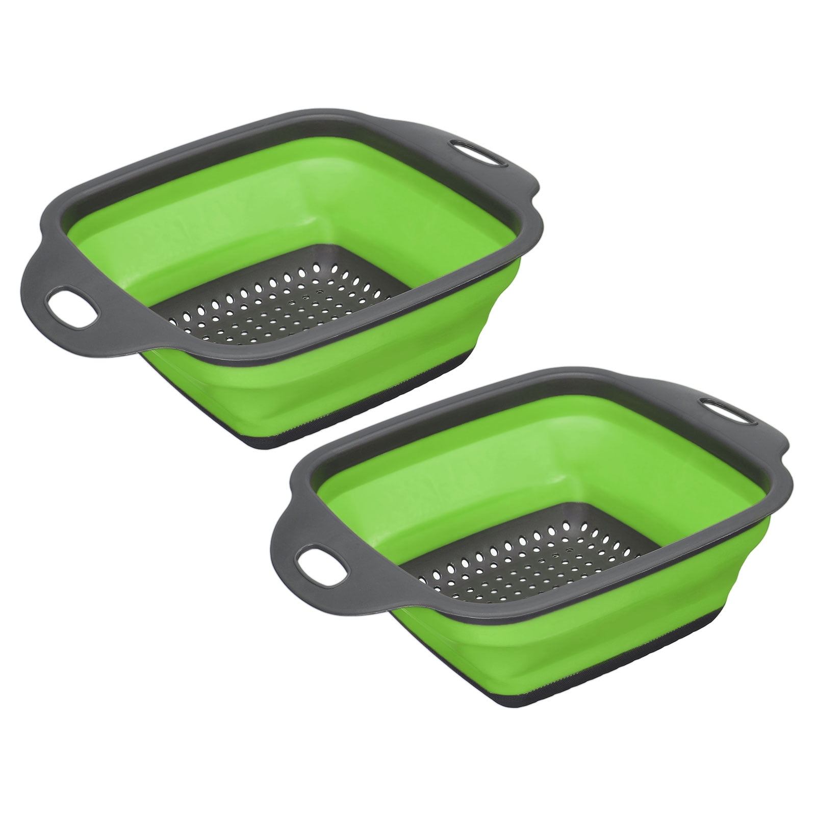 Unique Bargains Collapsible Colander Set, 2 Pcs Silicone Square ...