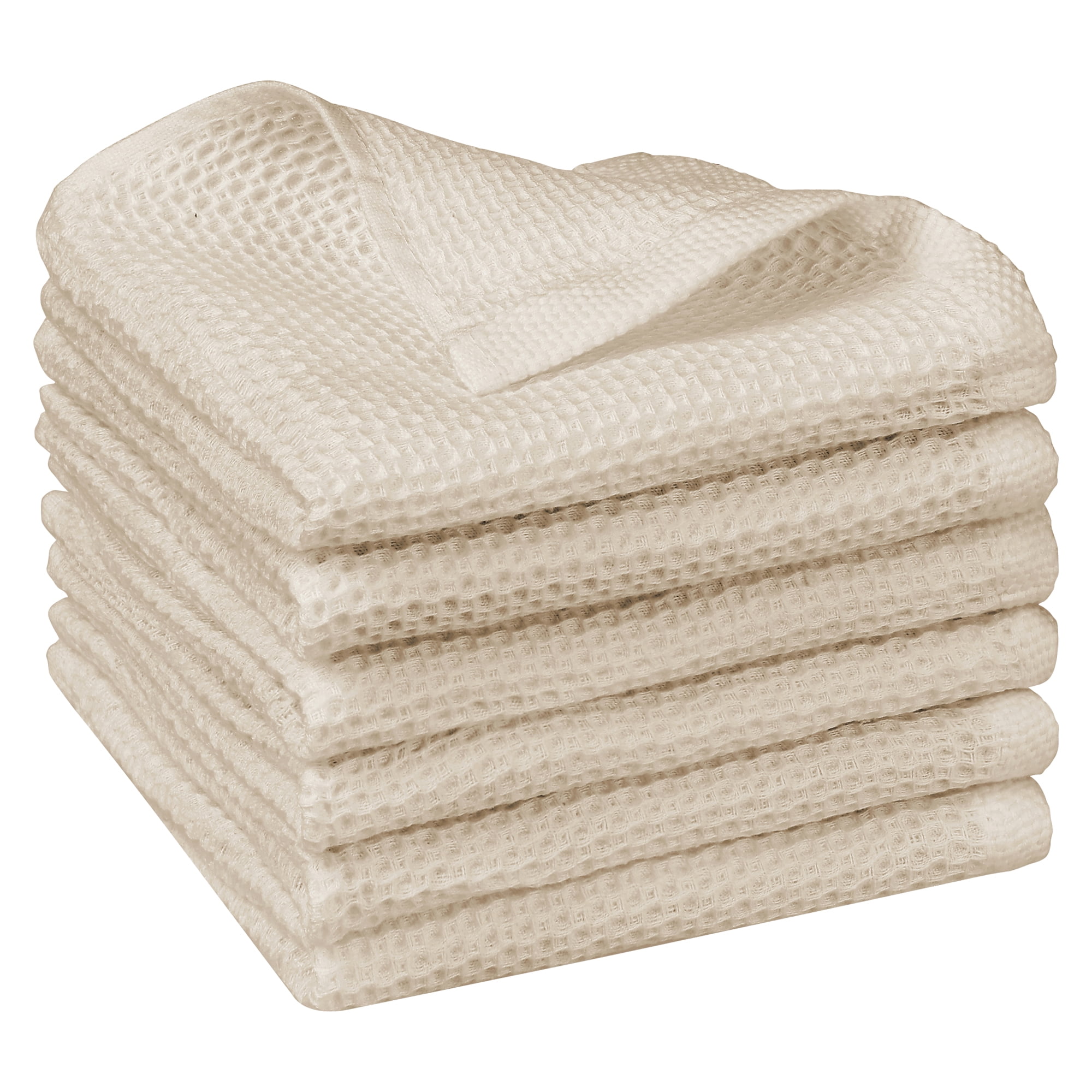 Cotton Waffle Weave Kitchen Dish Towels - Absorbent Beige - Walmart.com