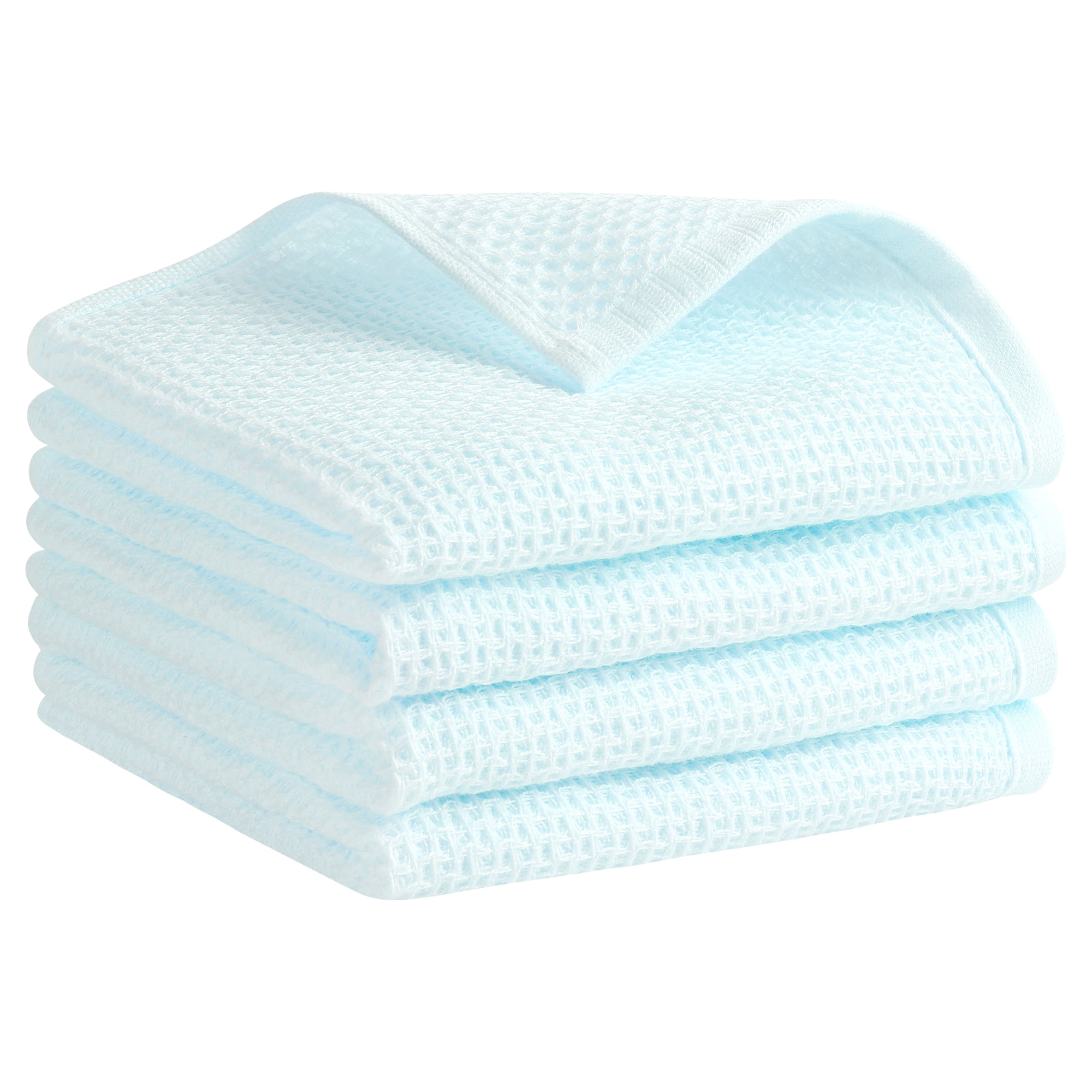 Unique Bargains Cotton Hand Towel Set Waffle Hand Towels Light Cyan 4 ...
