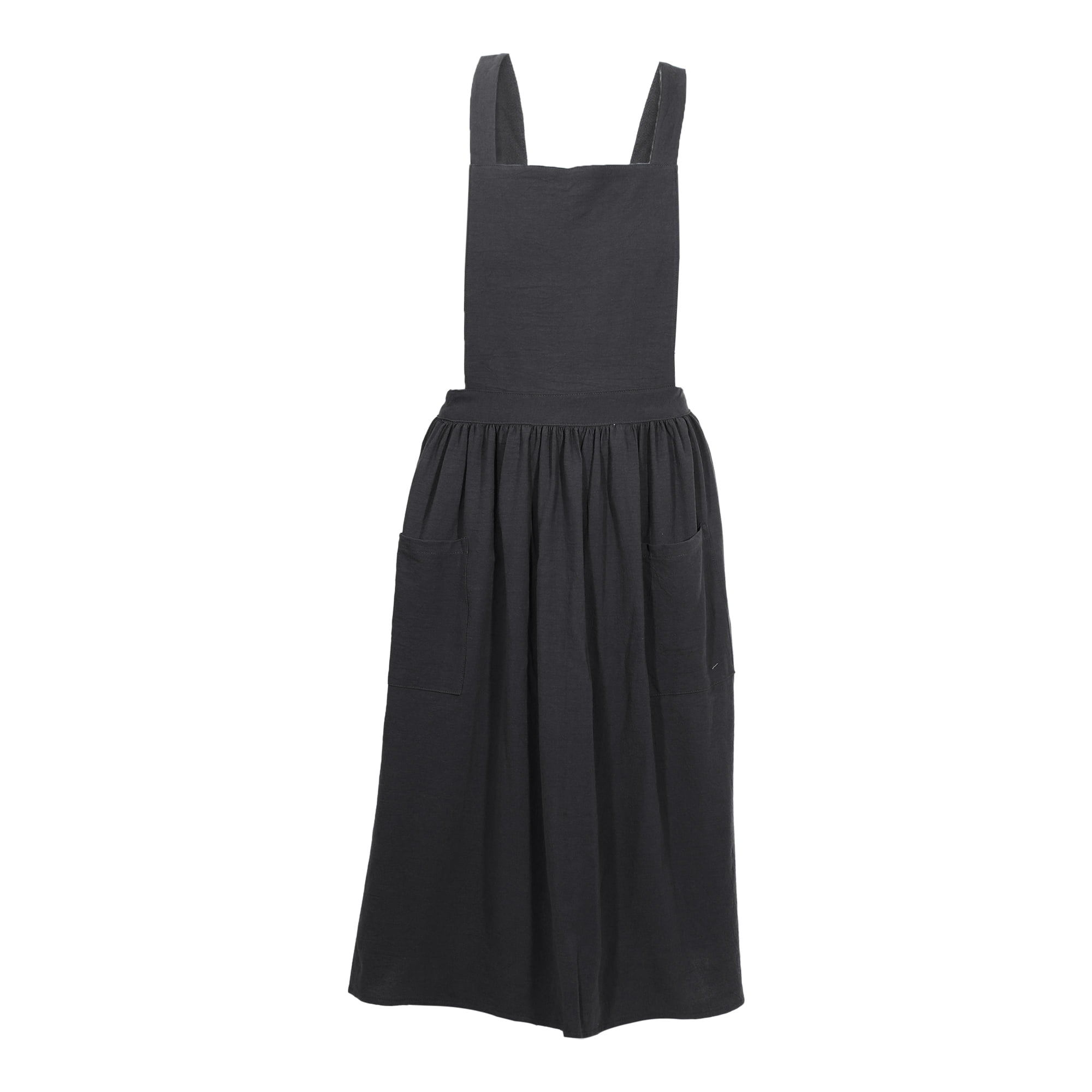 Unique Bargains Cotton Linen Apron Cross Back Apron Cooking Apron Dress ...