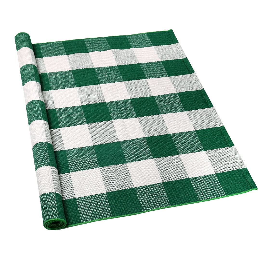 Unique Bargains Cotton Checkered Area Rug Green & White 59x35 Non-Slip ...