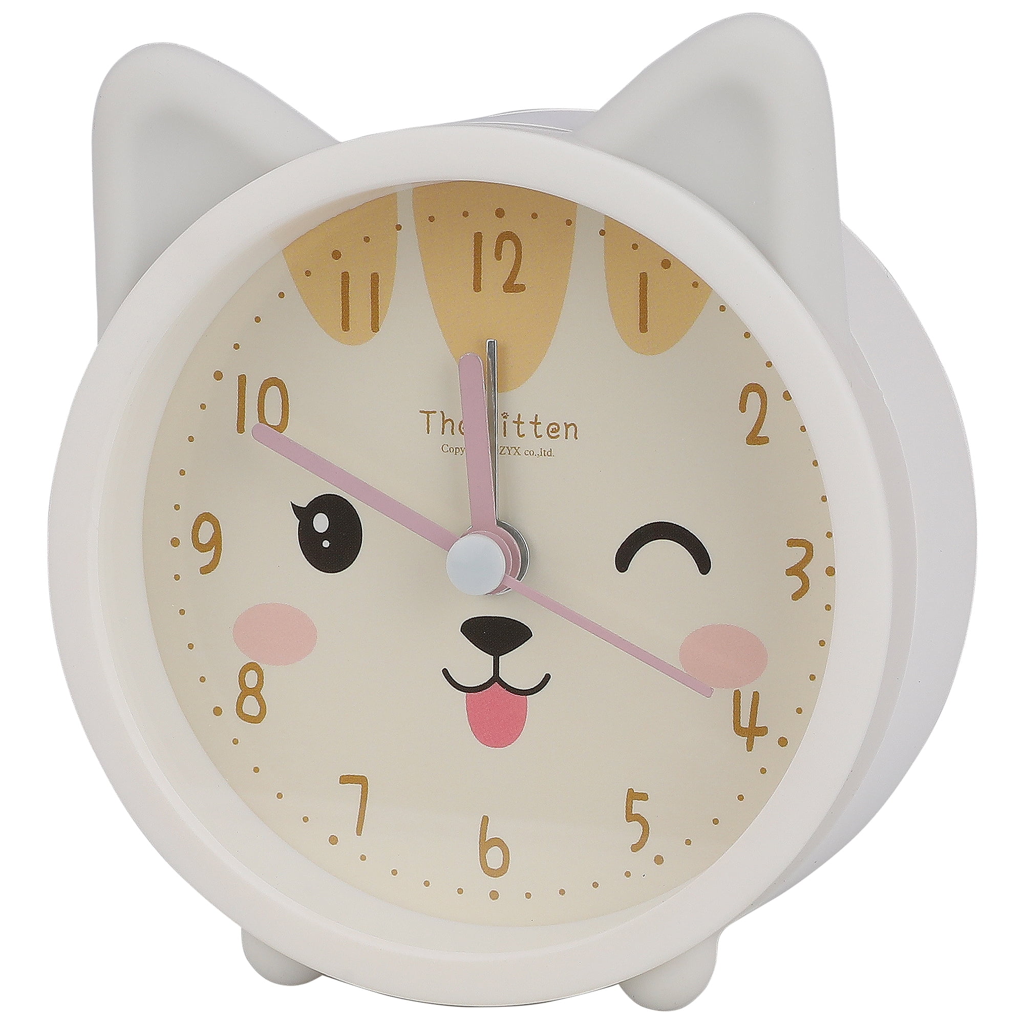 Unique Bargains Cute Kitten Design Mechanical Alarm Clock White 3.8