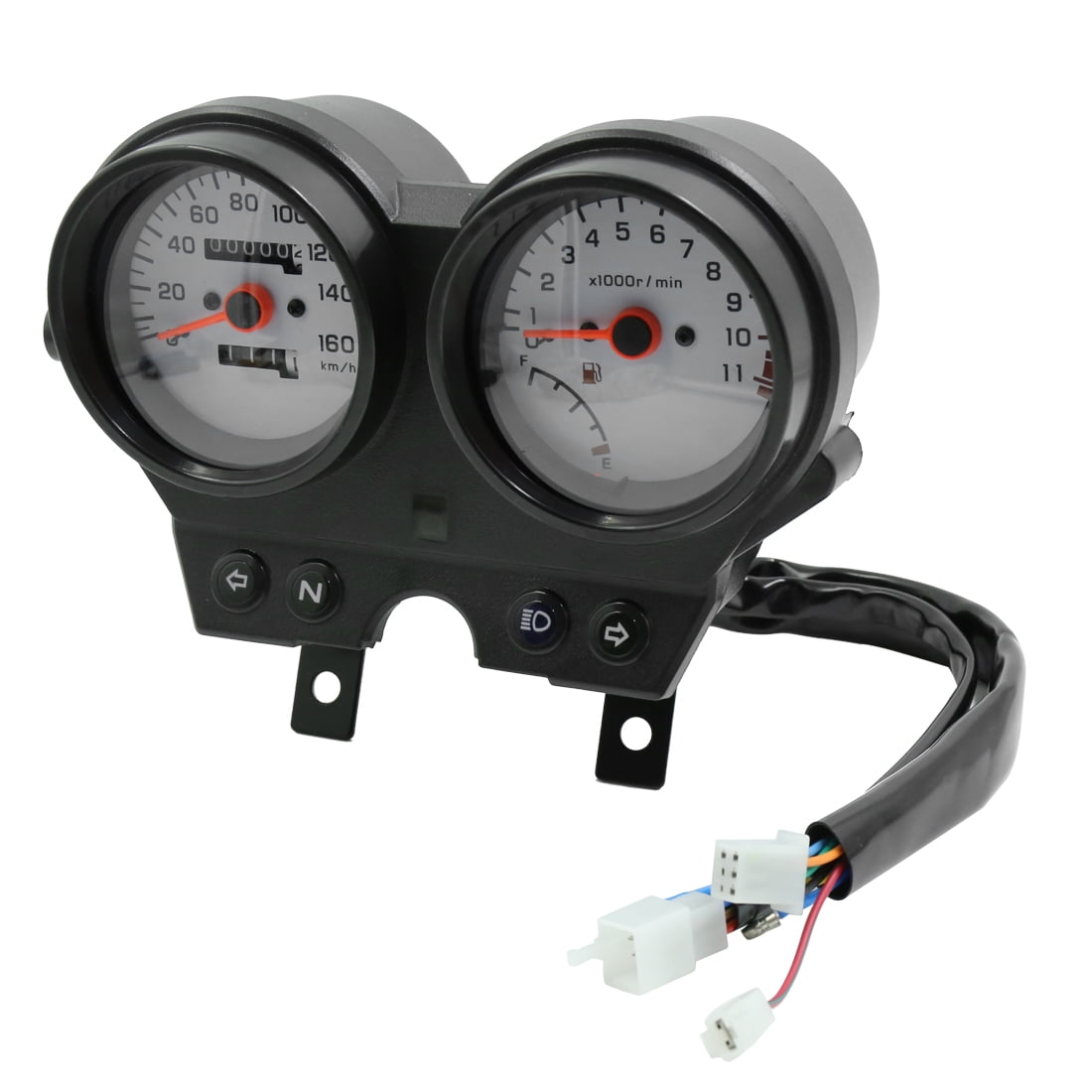 Unique Bargains DC 12V 0-160km/h Motorcycle Speedometer Odometer Tachometer Meter Gauge for EN ...